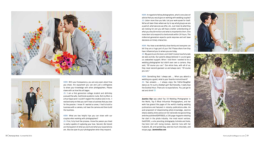 Featured : Kentucky Bride Magazine - Jasmine Star